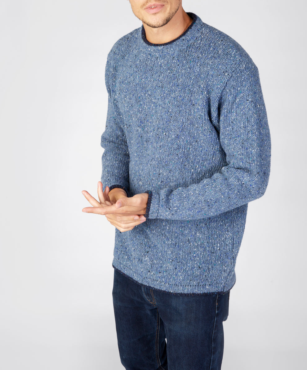 Roundstone Sweater in Blue Ocean | Irish Made Knitwear | Ireland's Eye ...