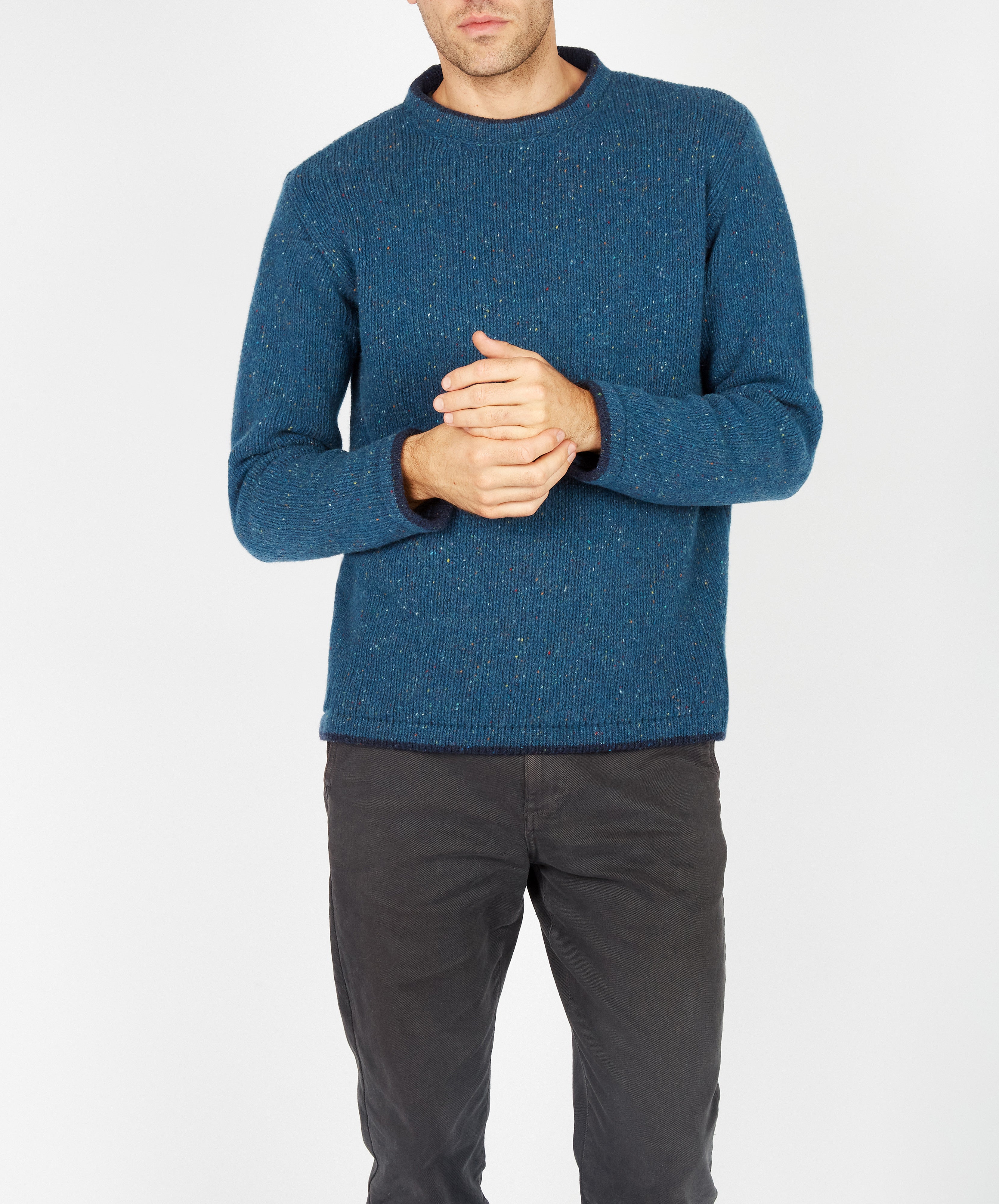 Mens Roundstone Sweater in Ink Marl | Irish Made Knitwear | IrelandsEye ...