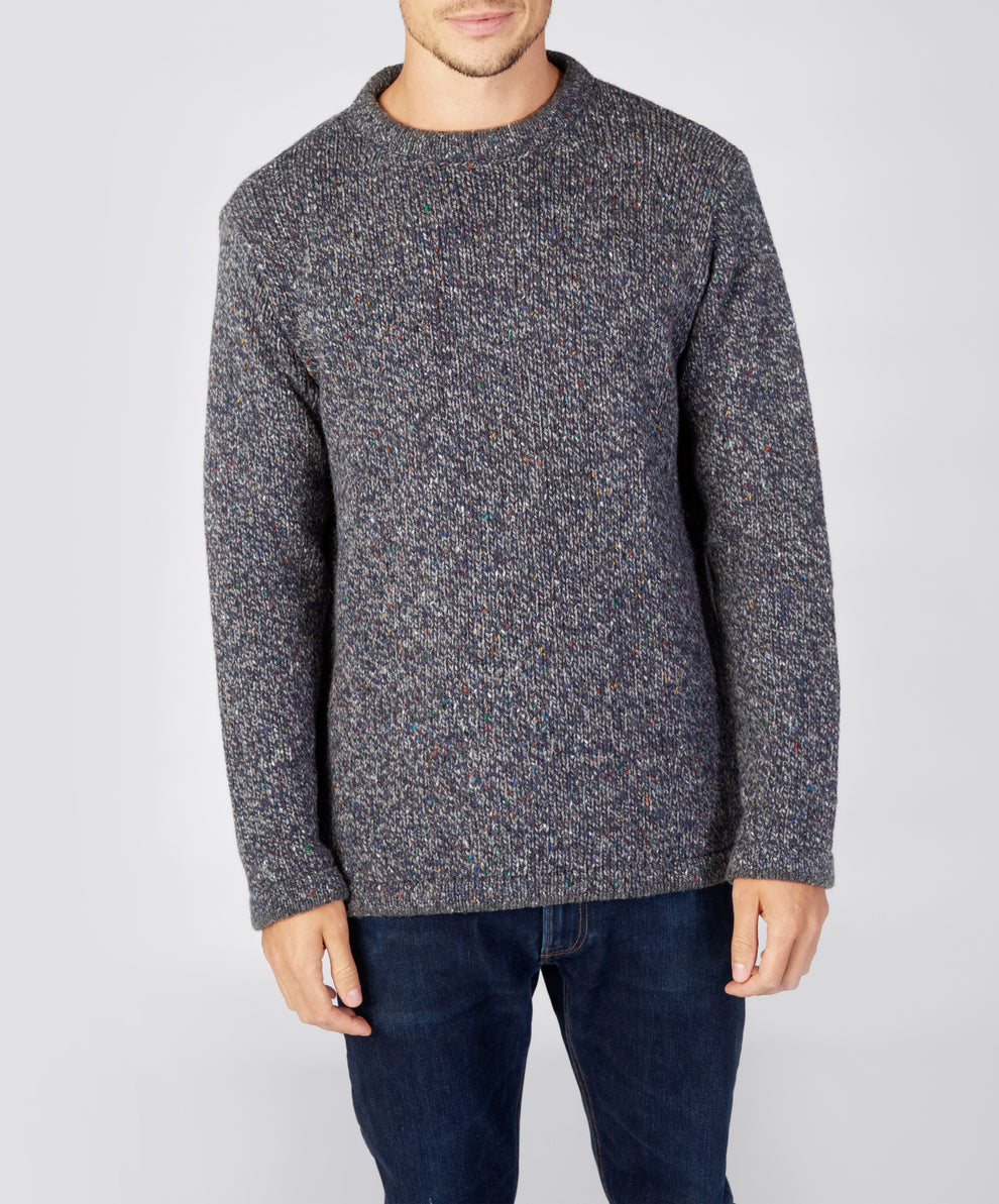 Mens Roundstone Sweater in Navy Marl | Irish Made Knitwear ...