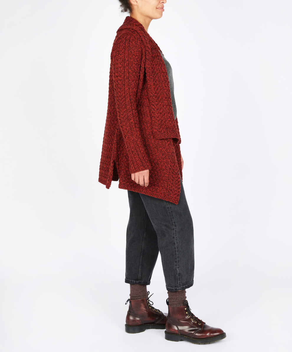 Womens Glenross Waterfall Knit Cardigan Sable Marl - IrelandsEye Knitwear