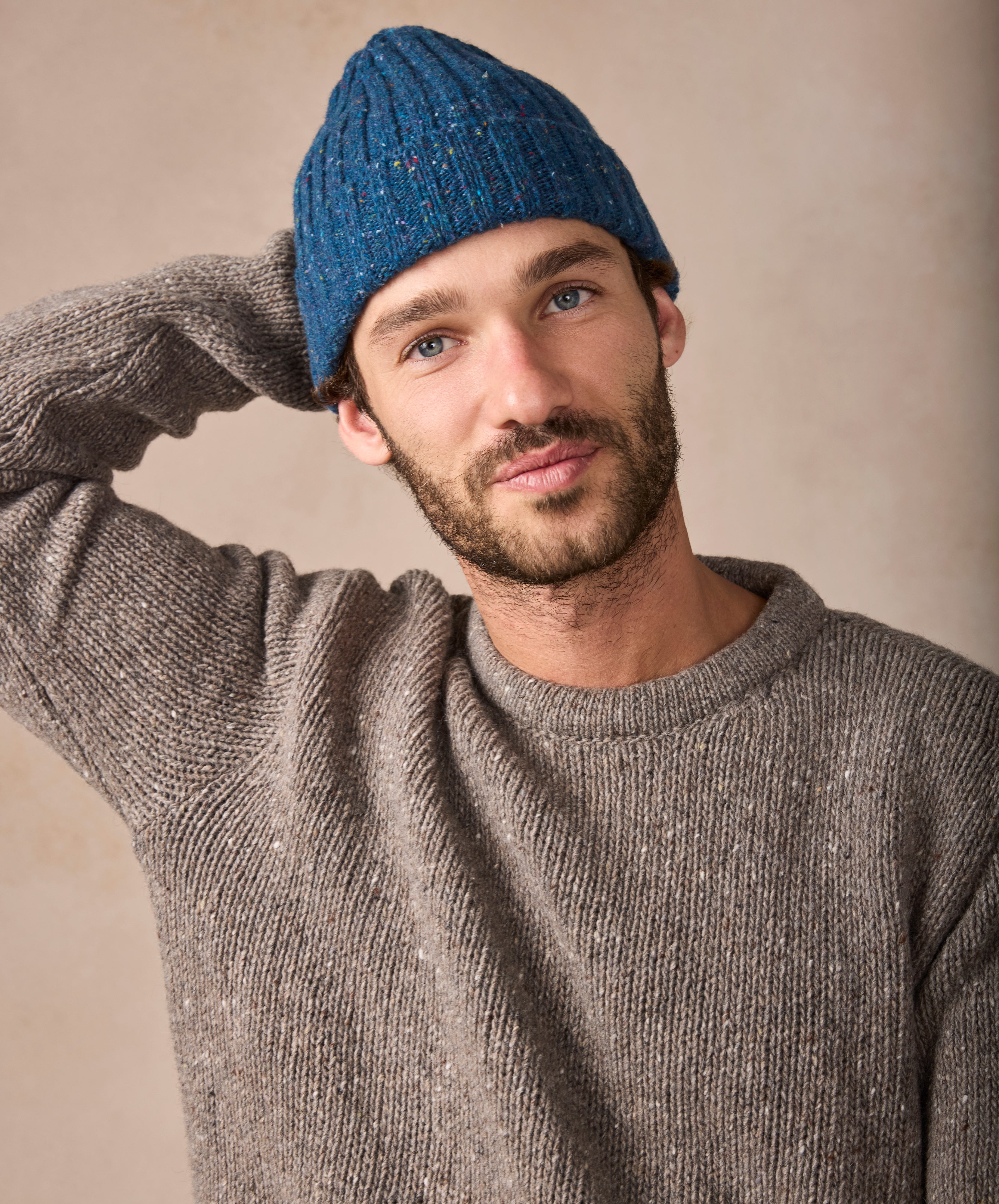 Unisex Luxe Ribbed Knit Woolen Hat Ink Marl - IrelandsEye Knitwear