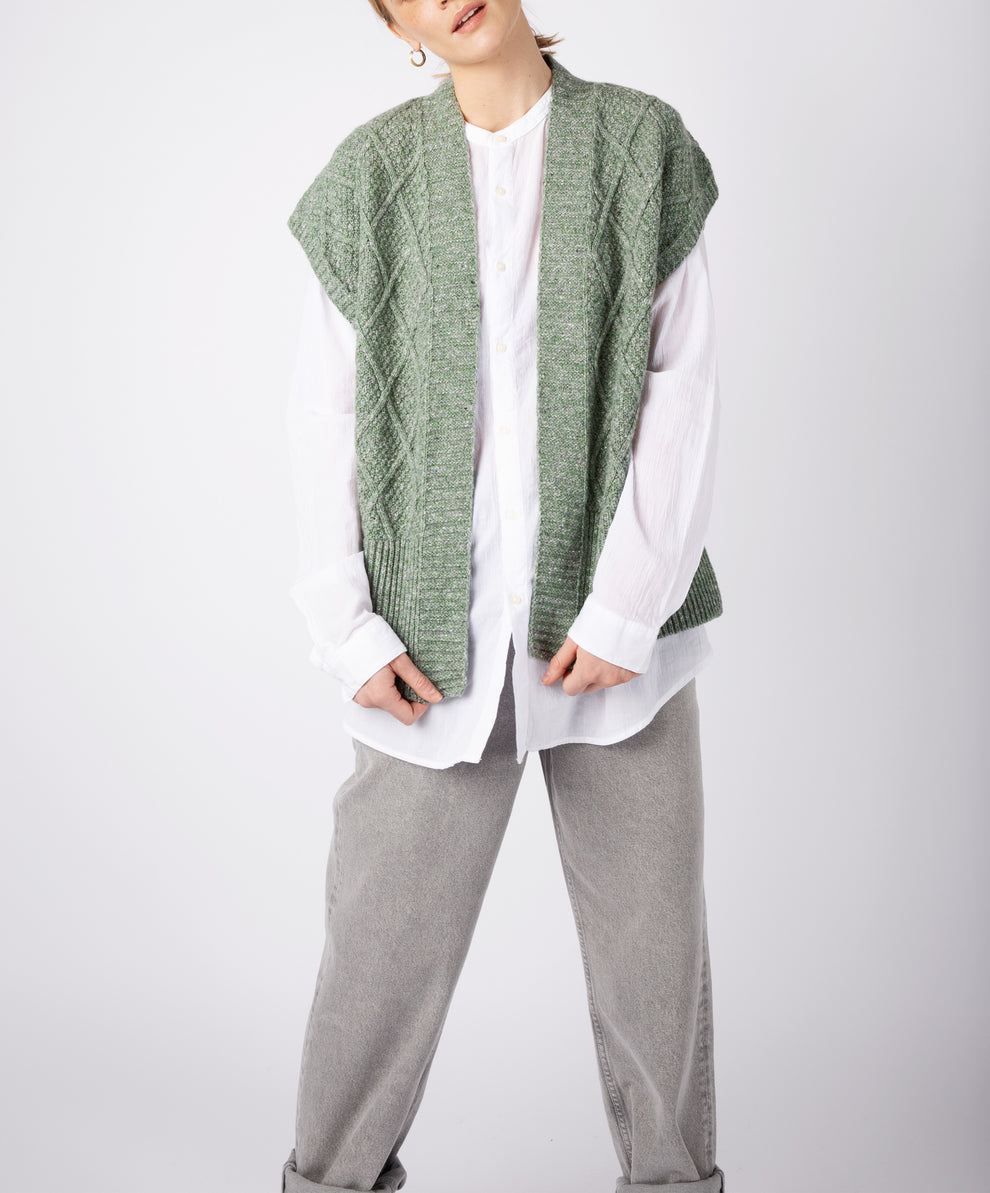 Womens Knitted 'Nettle' Vest in Apple - IrelandsEye Knitwear