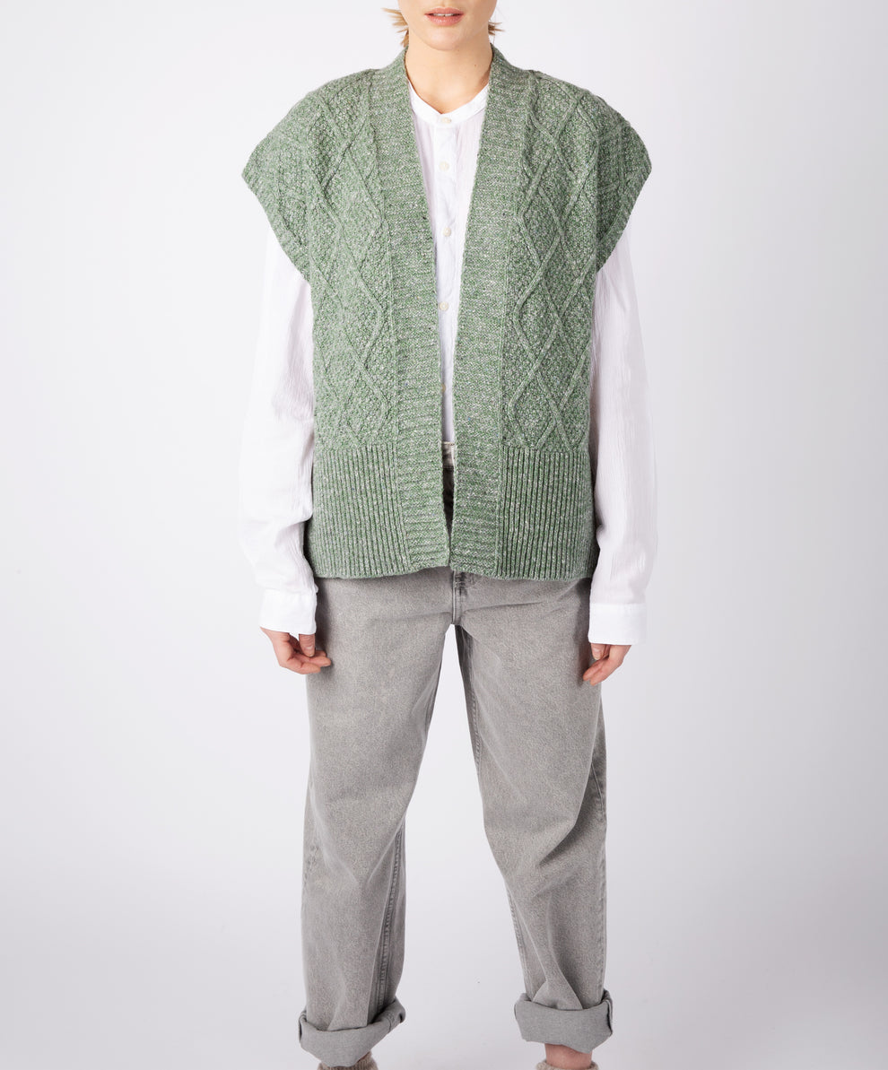 Womens Knitted 'Nettle' Vest in Apple - IrelandsEye Knitwear