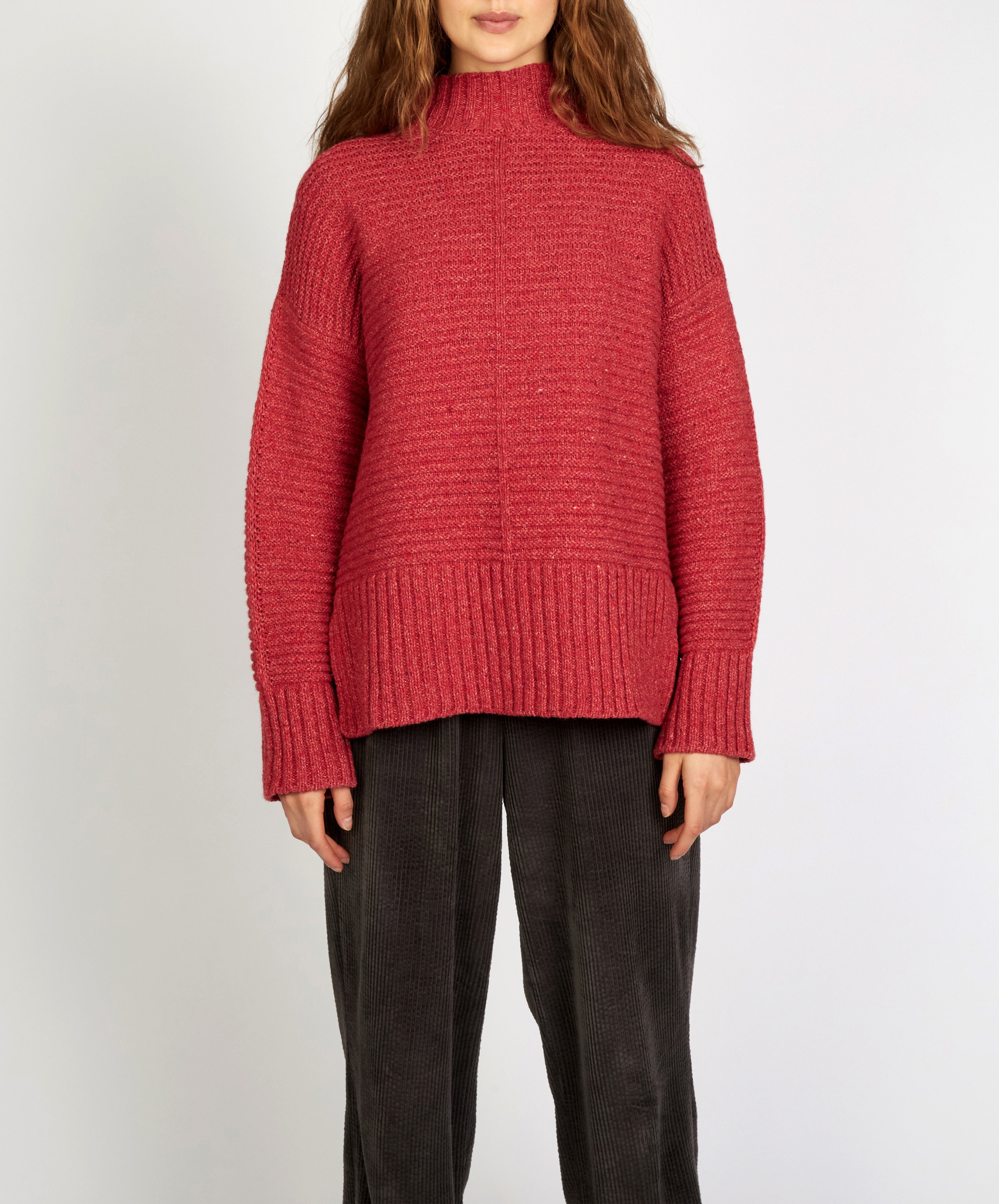 Womens 'Iris' Knit Sweater - Coral - IrelandsEye Knitwear