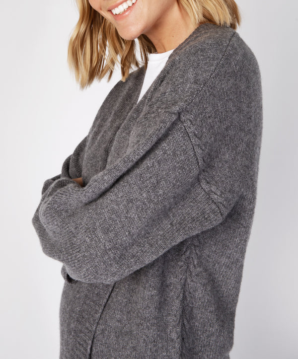 Womens Jersey Edge to Edge Cardigan - Smoke - IrelandsEye Knitwear