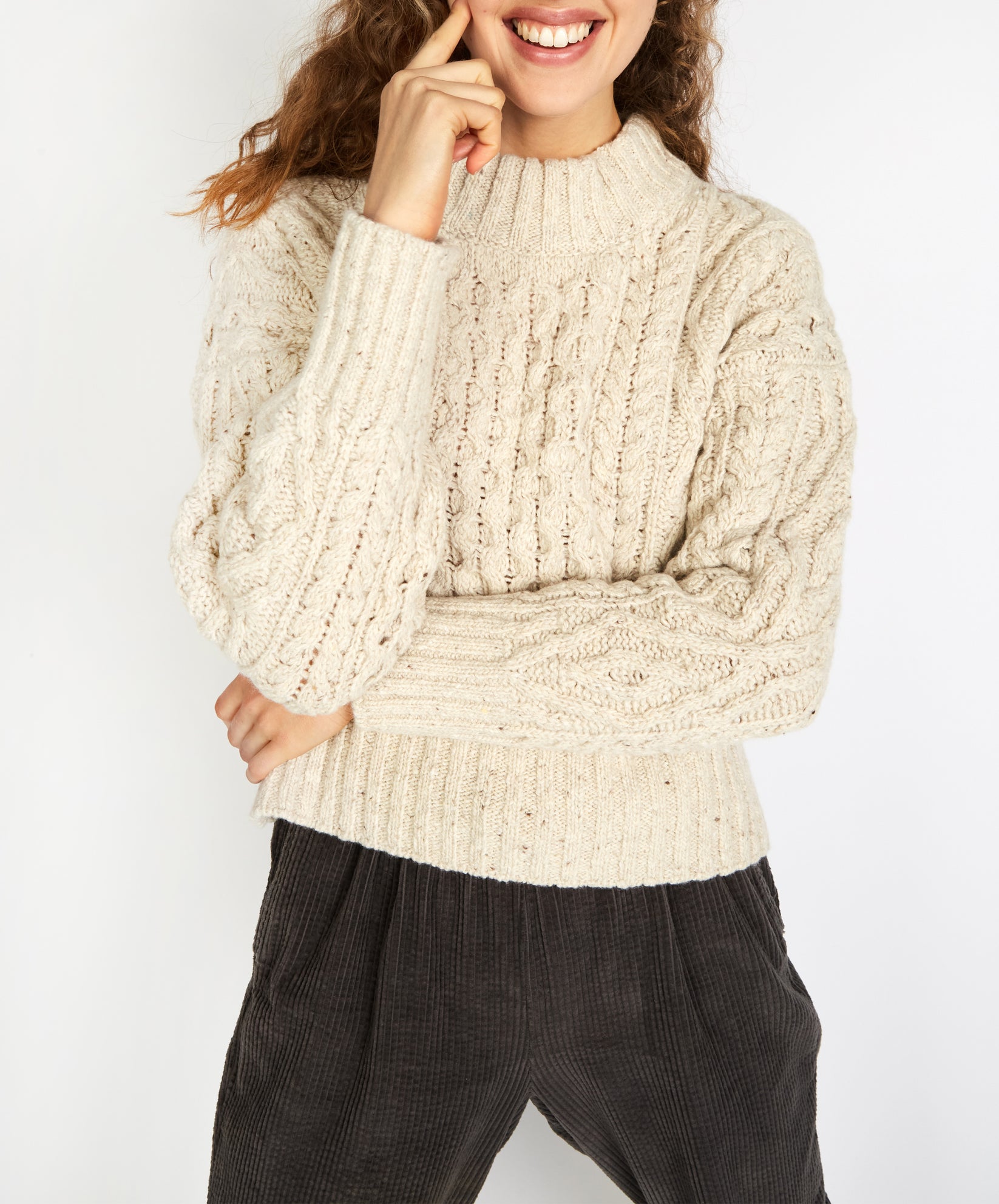 Womens Liberty Diamond Crew Neck Chalkstone IrelandsEye Knitwear