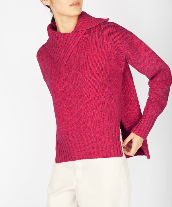 Womens Wilde Slouchy Funnel Neck Sweater Rich Navy IrelandsEye Knitwear