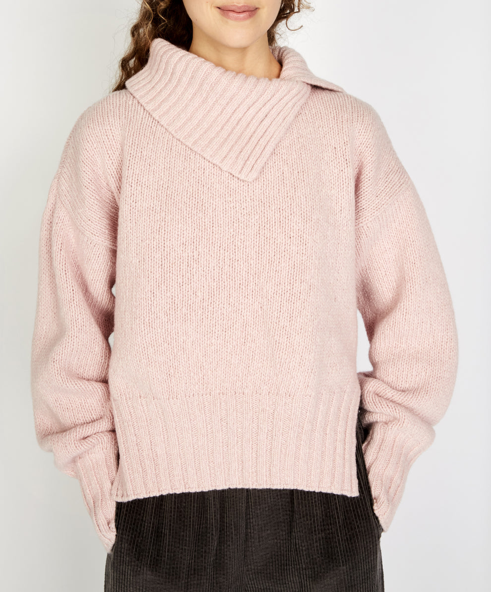 Womens Wilde Slouchy Funnel Neck Sweater Pink Mist IrelandsEye Knitwear
