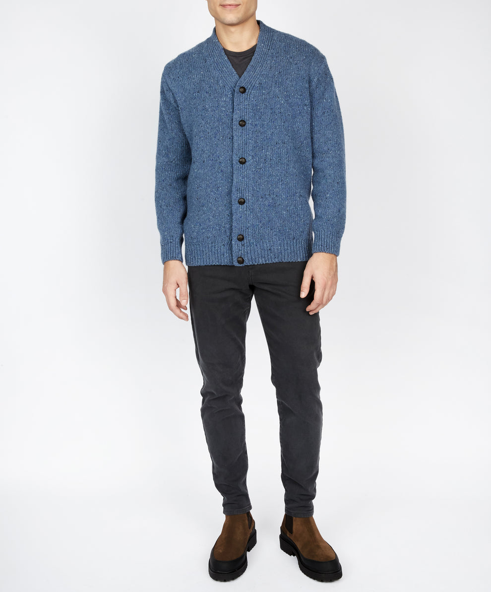 Mens Carrowmore Cardigan Blue Ocean IrelandsEye Knitwear