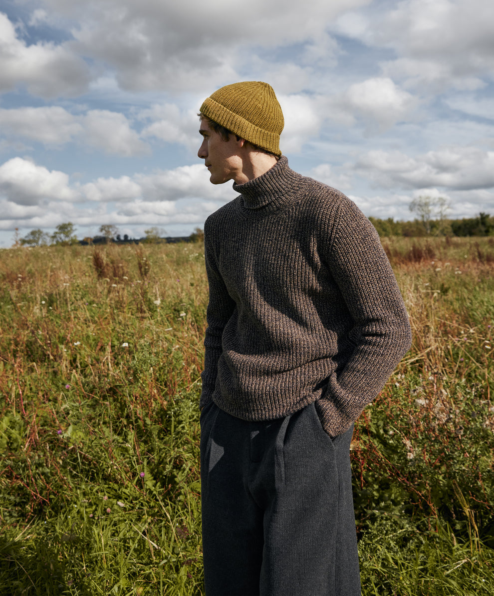 Fishermans Rib Polo Neck Shadow Marl | IrelandsEye Knitwear