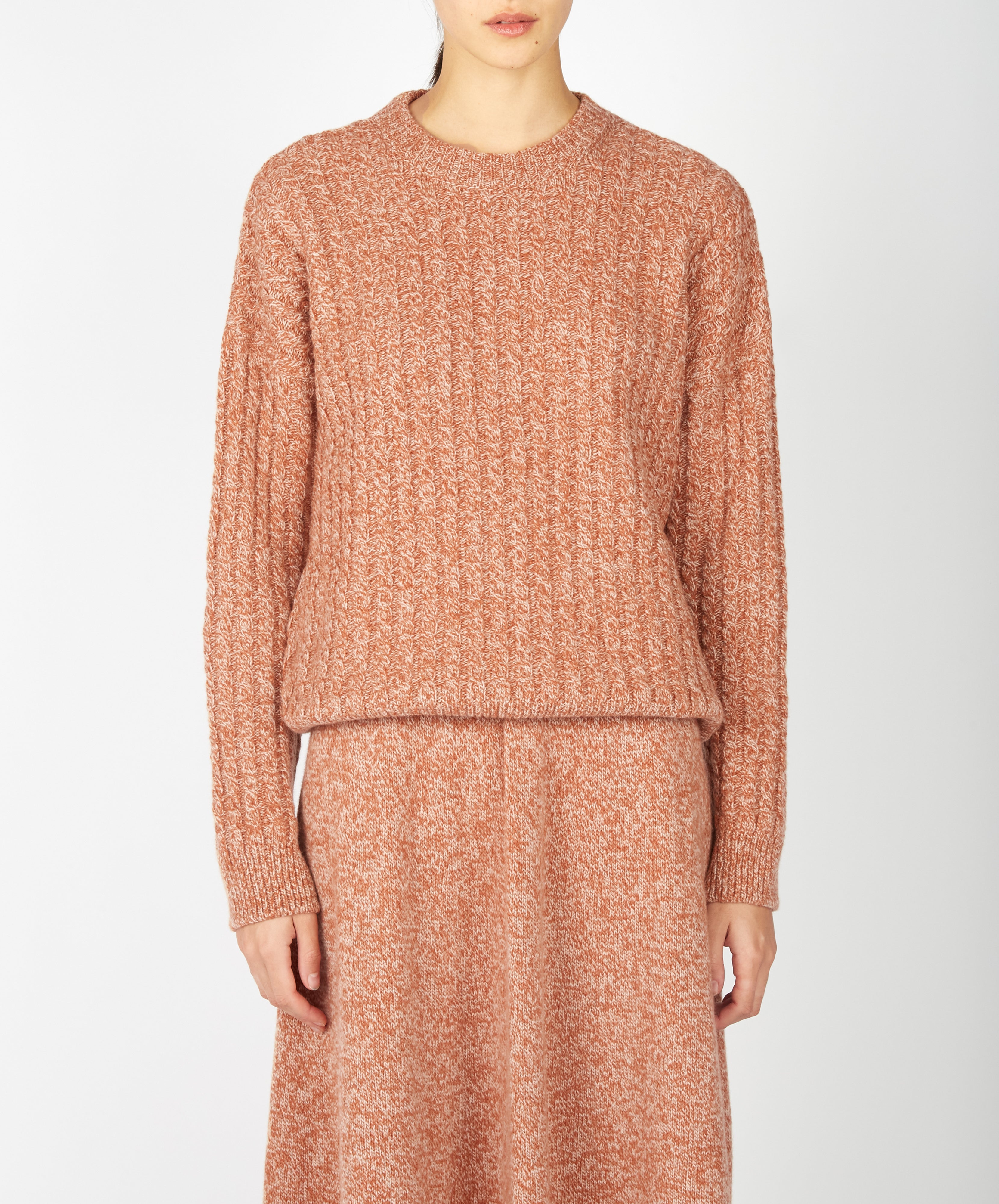 Corbin Cable Crew Neck Cedar Marl | Ireland's Eye Knitwear ...