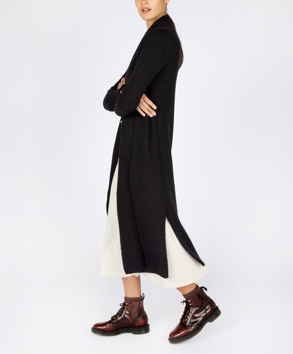 'Rathnew' textured Coatigan Dark Night – IrelandsEye Knitwear