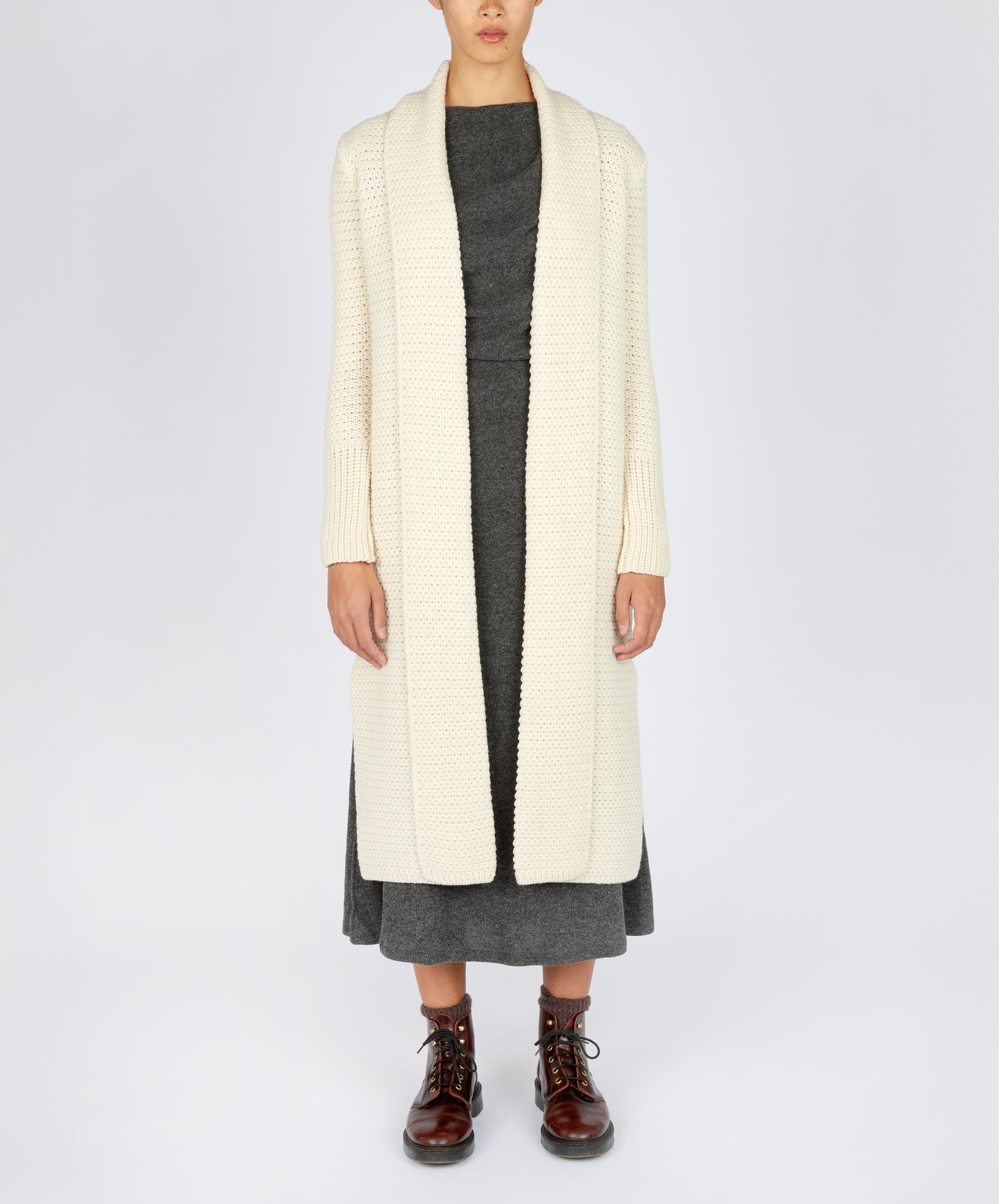 'Rathnew' textured Coatigan Natural – IrelandsEye Knitwear