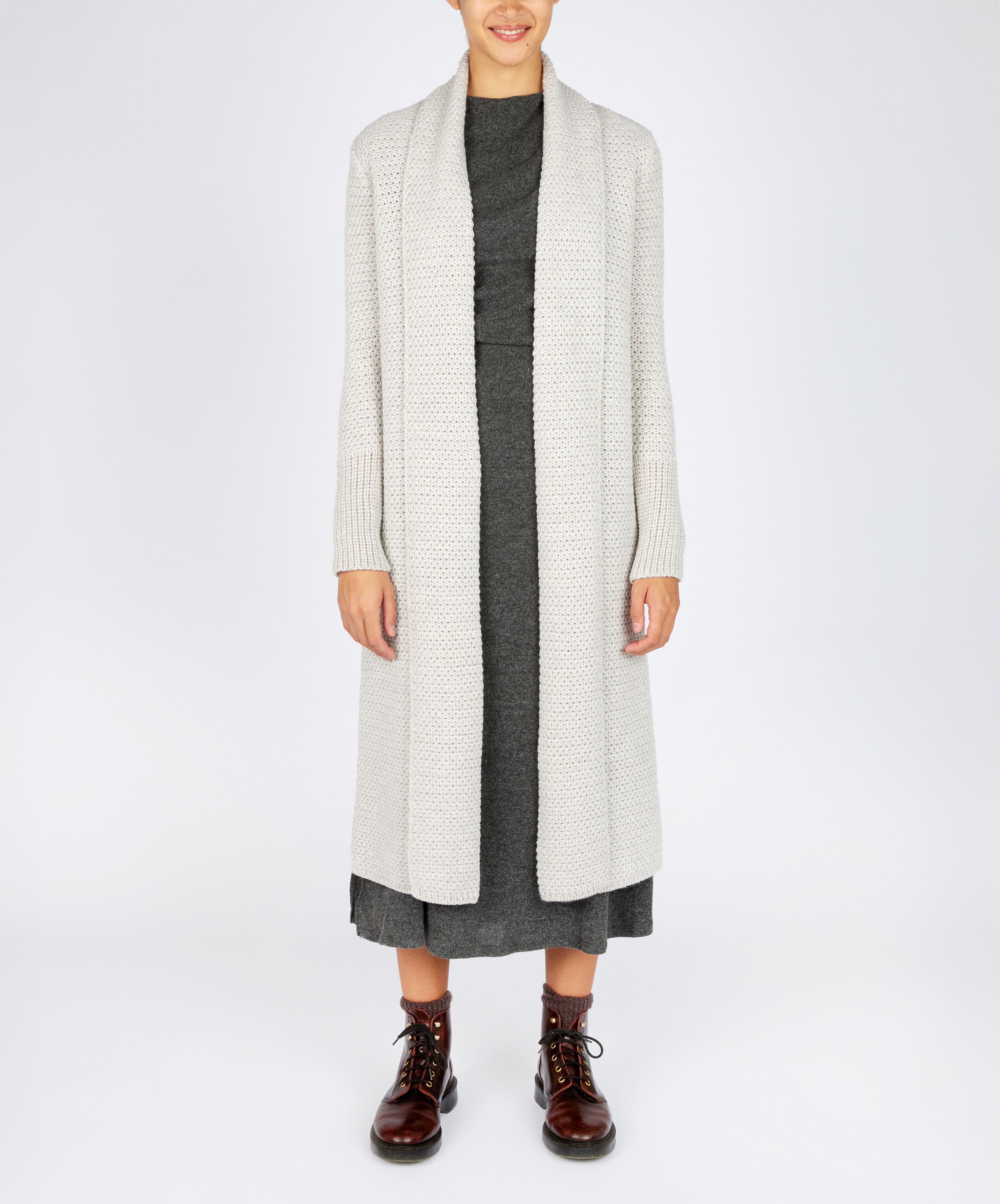 'Rathnew' textured Coatigan Silver Marl – IrelandsEye Knitwear