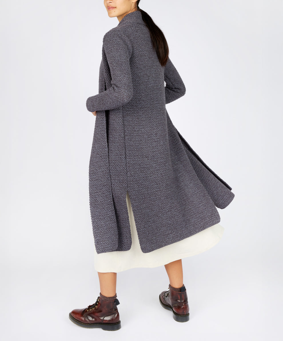 'Rathnew' textured Coatigan Steel Marl – IrelandsEye Knitwear