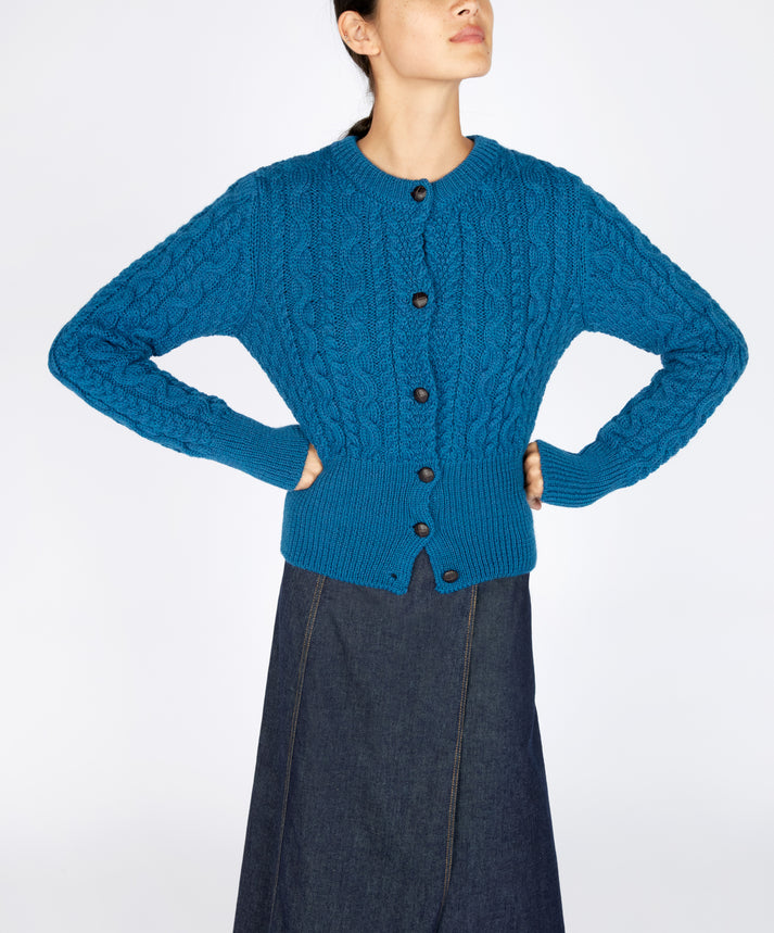The 'Elva' Cropped Cardigan Sapphire Marl - IrelandsEye Knitwear