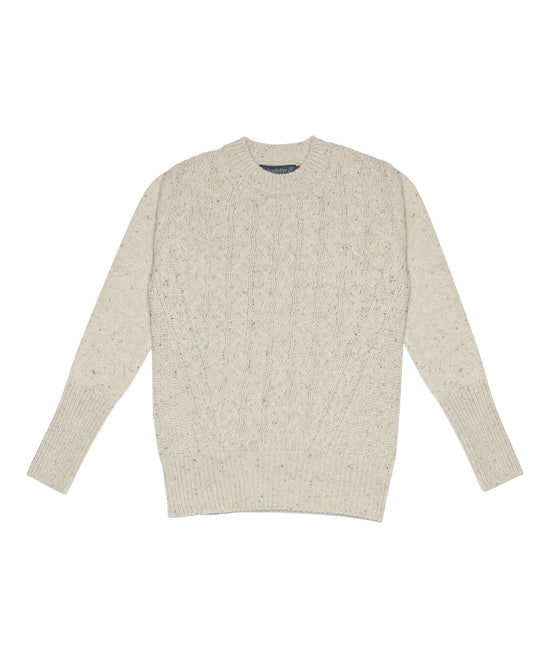 Kilcrea Cable Round Neck Sweater Chalkstone – IrelandsEye Knitwear
